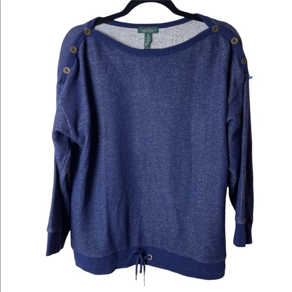 Ralph Lauren | Tops | Lrl Womens Sz 2x Navy Blueheathered Drawstring ...